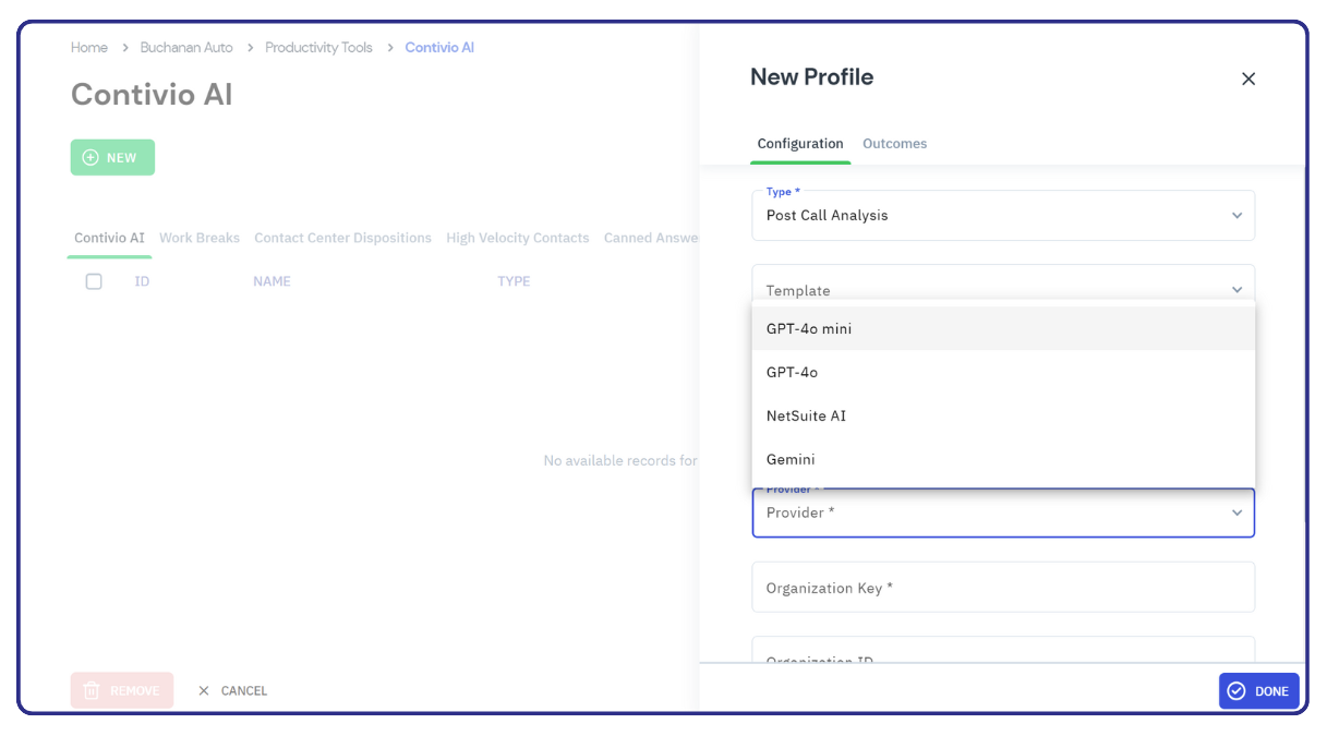 Setting Up an AI Profile in Contivio