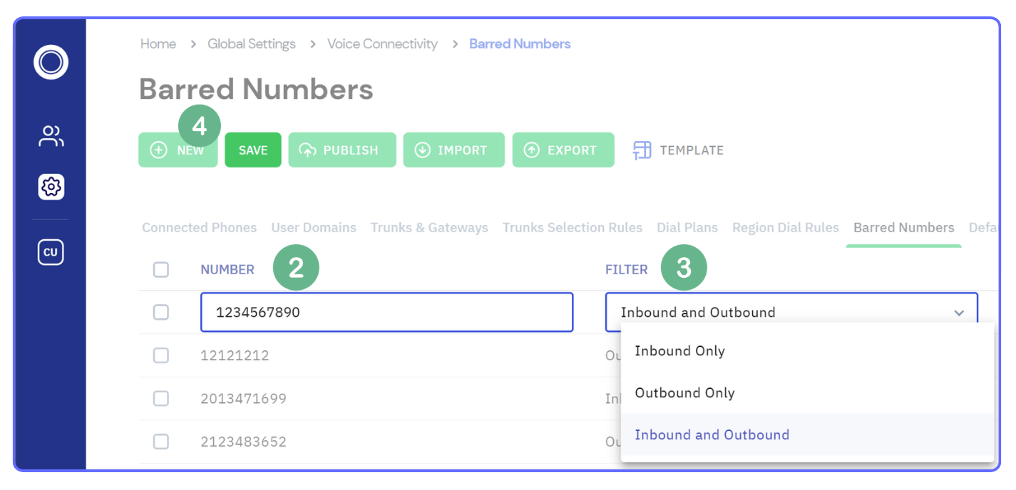 Blocking Numbers (Barred Numbers)