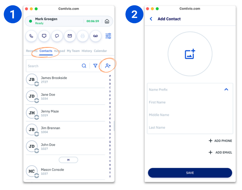 Adding Contacts in Contivio