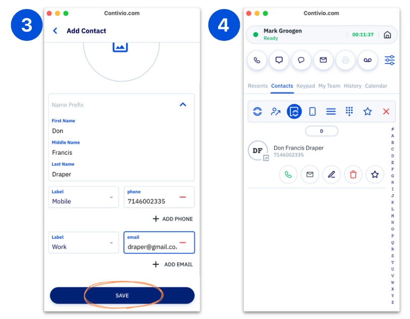 Adding Contacts in Contivio